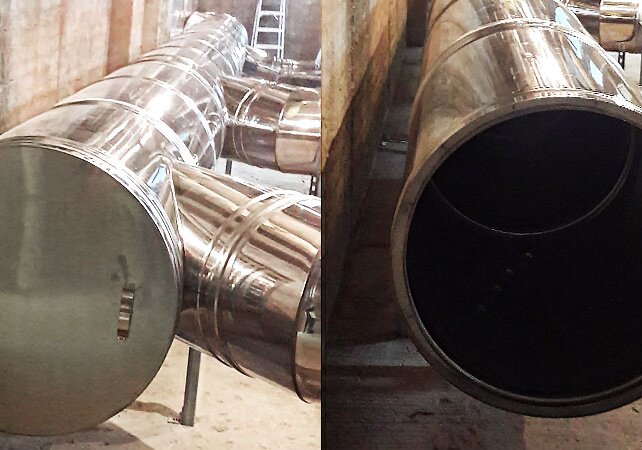 Replacement flue header installed